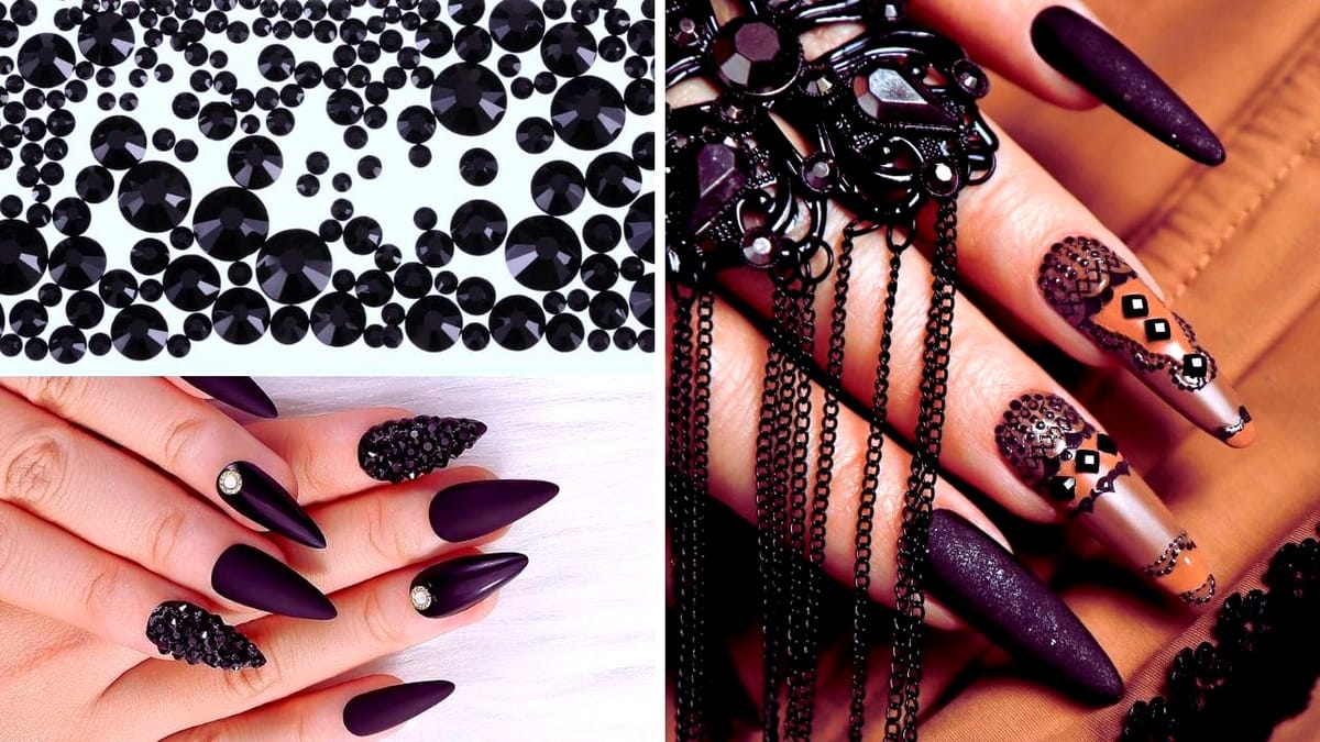 Black Rhinestone Nails: Glamorous Elegance